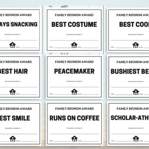 Family Reunion Awards, Printable Family Reunion Awards, Family Reunion ...
