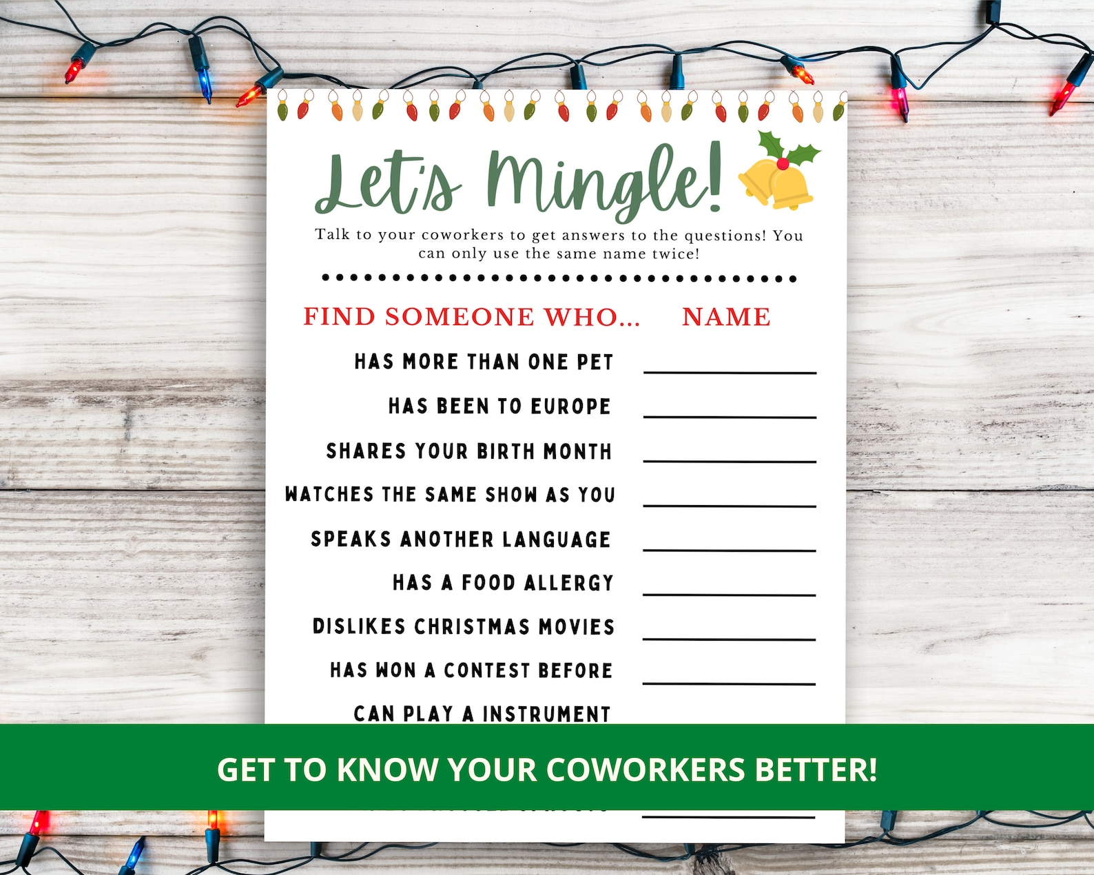 Let's Mingle Office Party Game, Office Ice Breakers, Work Party Ice ...