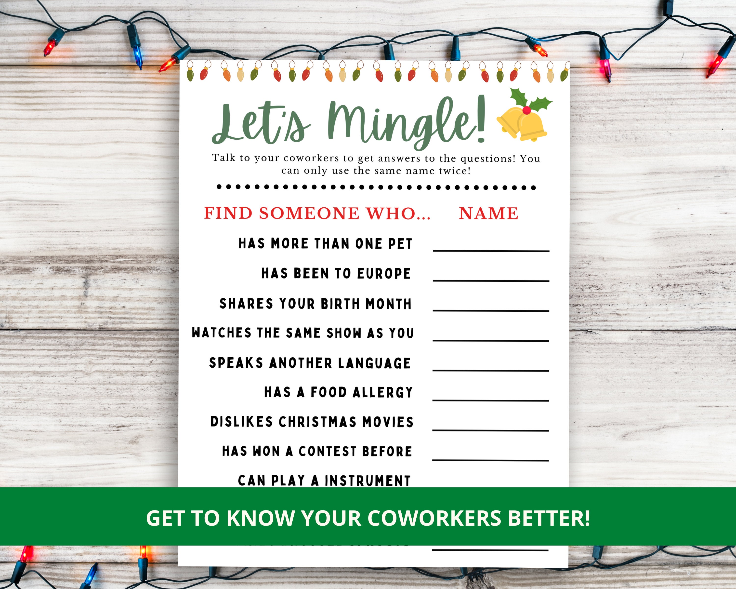 Let's Mingle Office Party Game, Office Ice Breakers, Work Party Ice ...