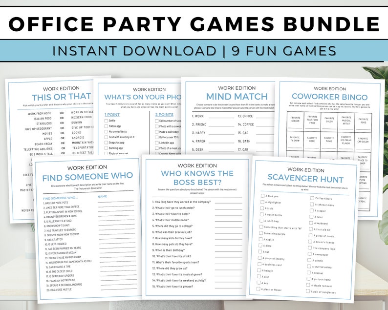 Office Party Games Bundle, Work Party Games, Team Building Games, Work ...