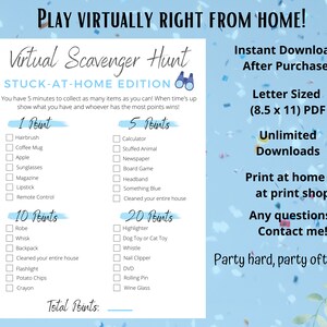Virtual Scavenger Hunt Quarantine Edition Game for Adults Quarantine ...