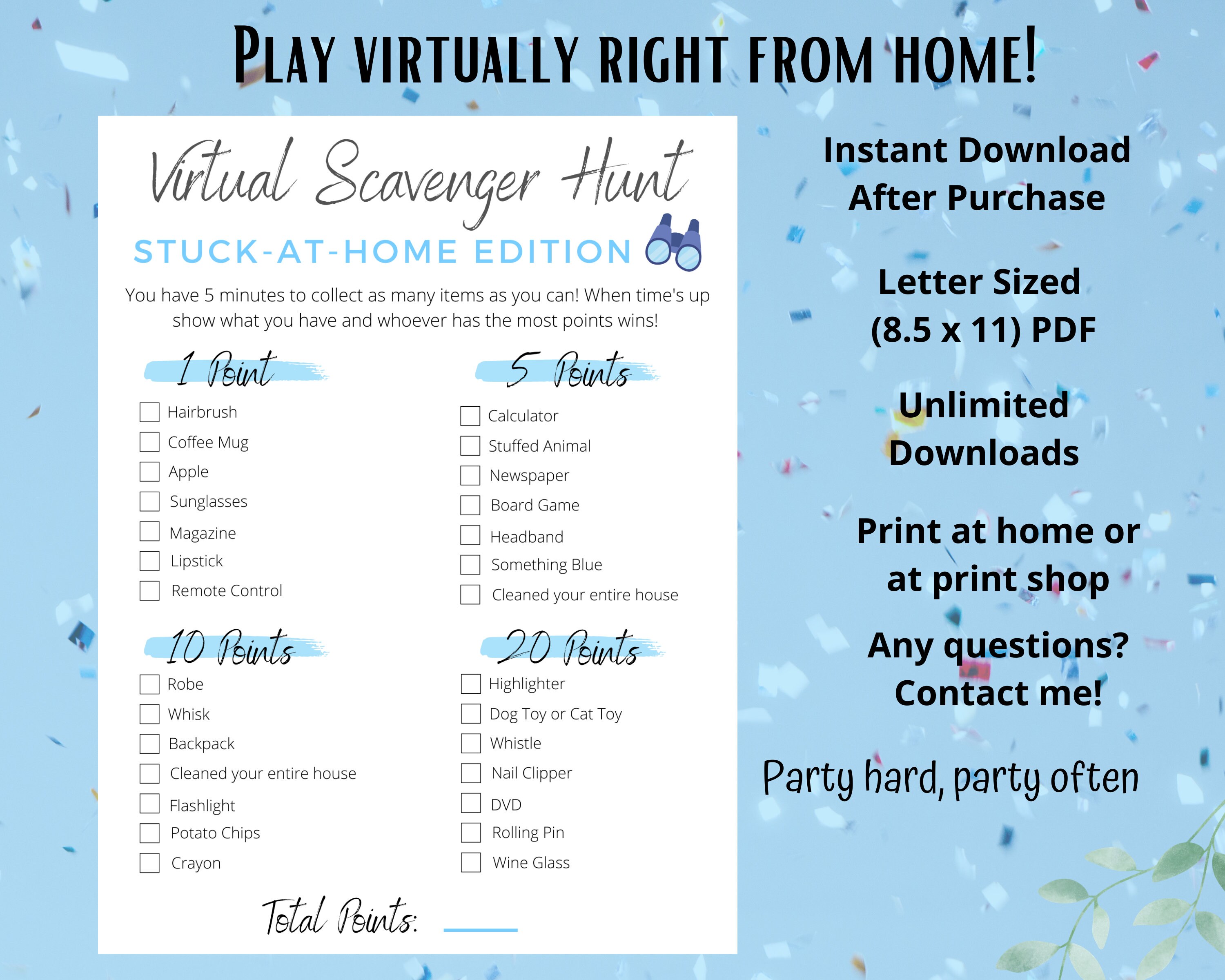 Virtual Scavenger Hunt Quarantine Edition Game for Adults - Etsy