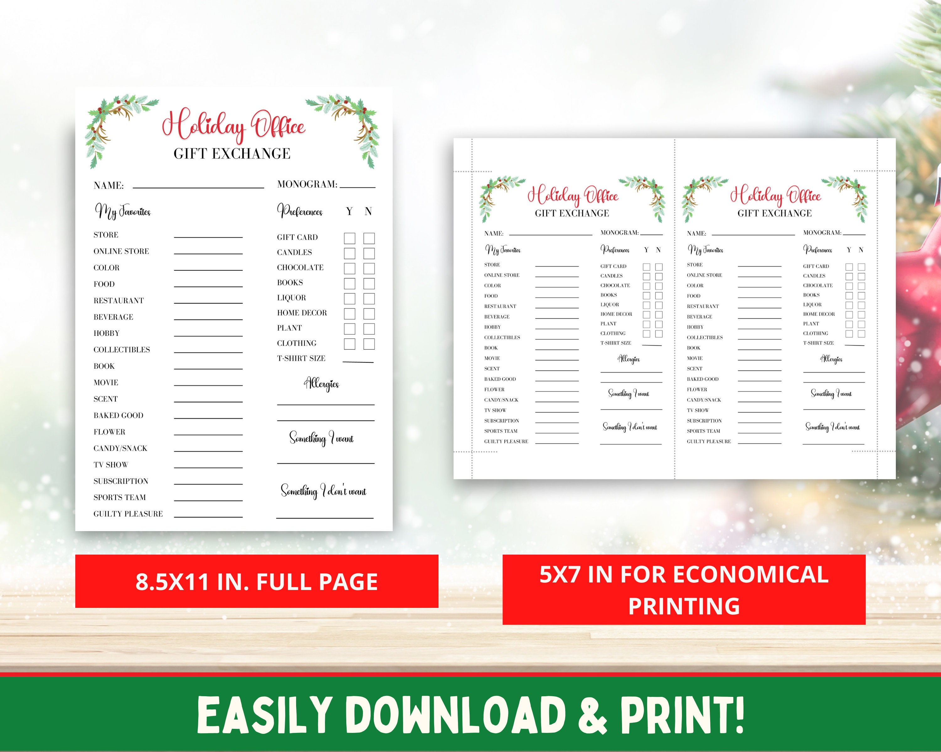 Holiday Office Gift Exchange Survey Office Gift Exchange - Etsy