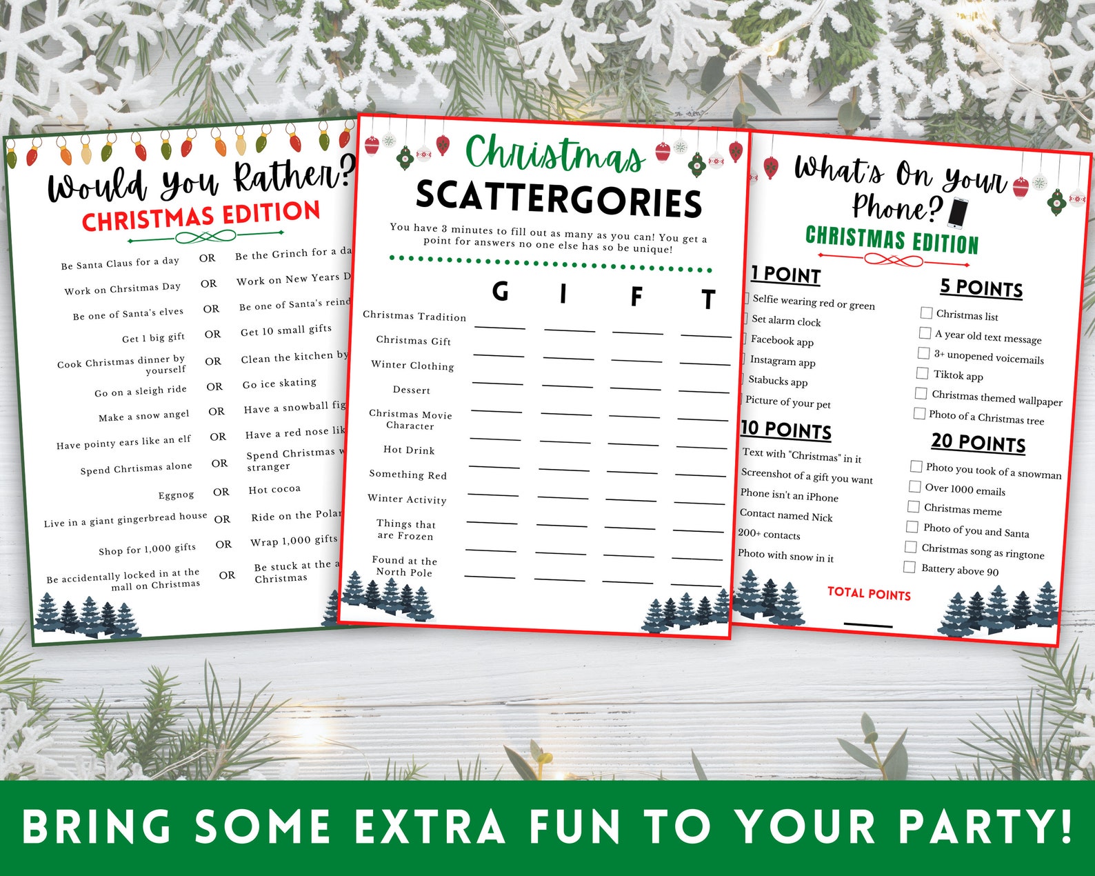 Christmas Games Bundle, Printable Christmas Party Games, Christmas ...