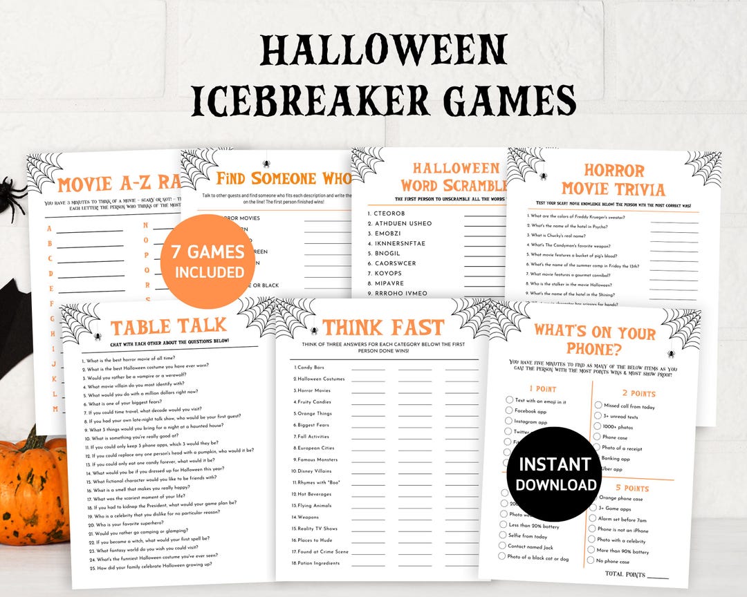 Halloween Party Icebreaker Games Bundle - Etsy