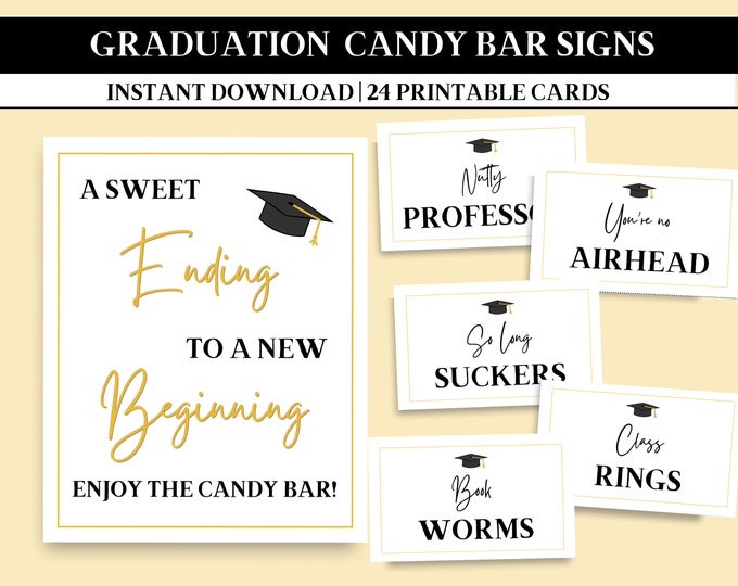 Graduation Candy Bar Signs Printable Grad Party Decoration Candy Buffet ...