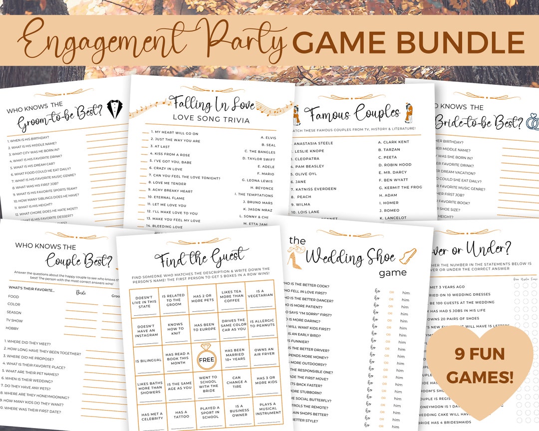 Engagement Party Games Bundle, Engagement Party Games Fall, Printable ...
