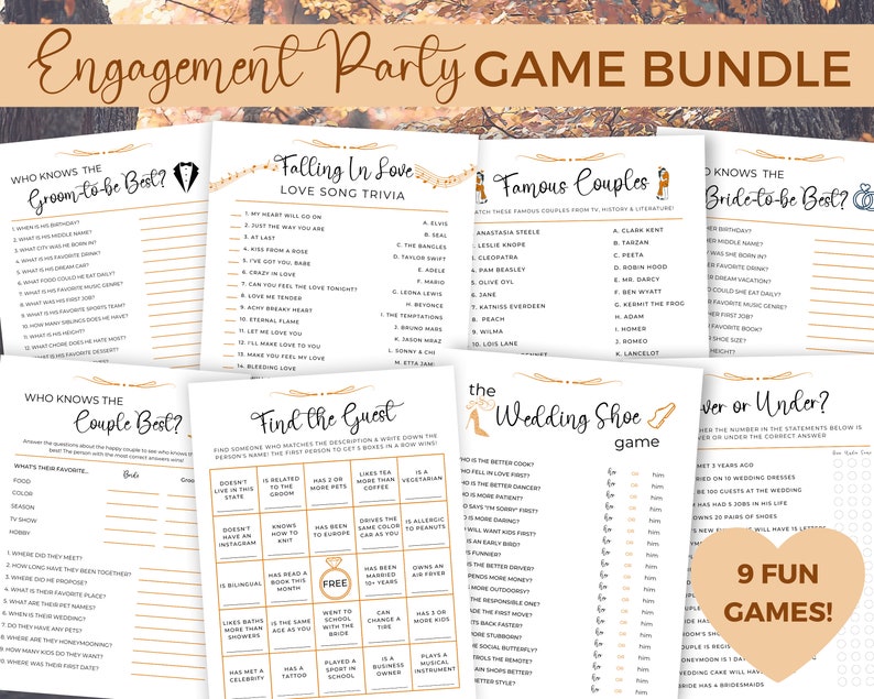 Engagement Party Games Bundle Engagement Party Games Fall - Etsy