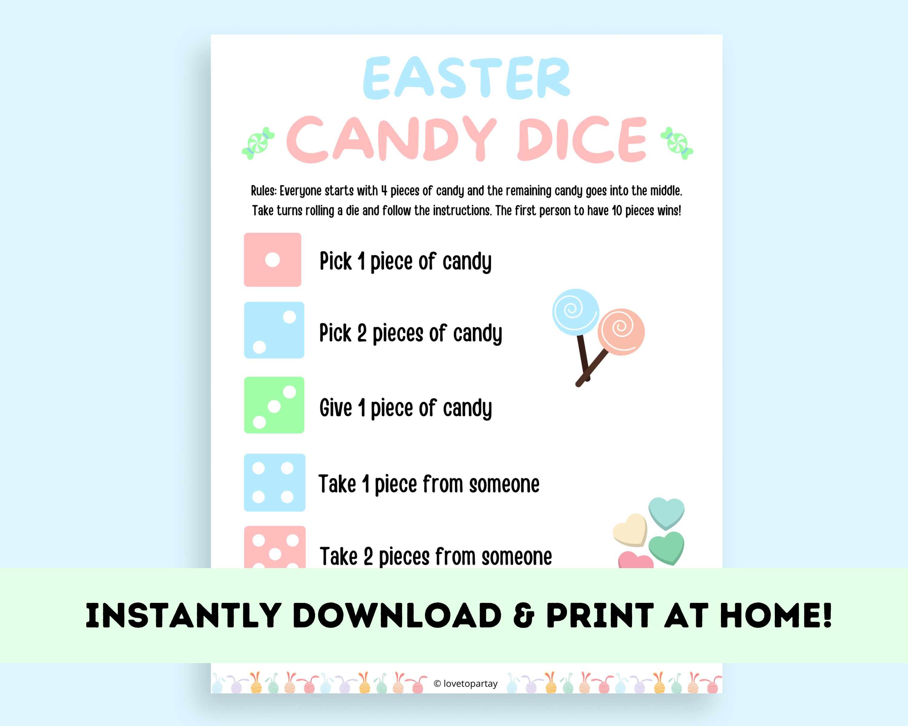 Easter Game for Kids Candy Dice Game Easter Party Games for | Etsy UK
