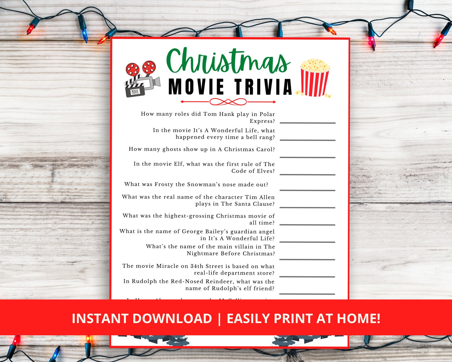 Christmas Movie Trivia Christmas Movie Quiz Holiday Movie | Etsy