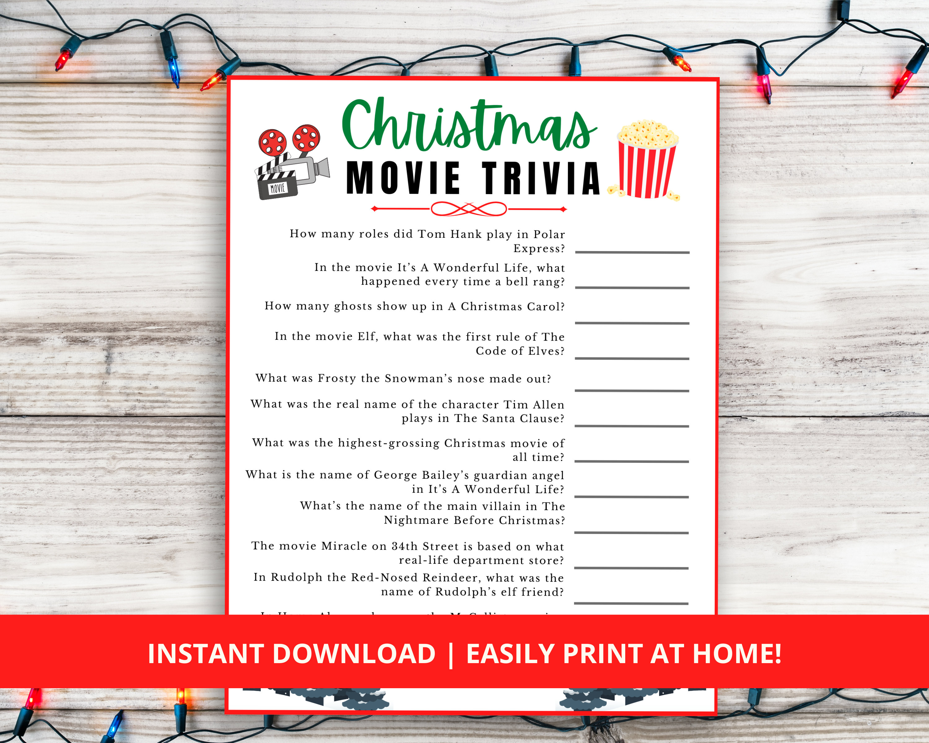 Christmas Movie Trivia Christmas Movie Quiz Holiday Movie - Etsy