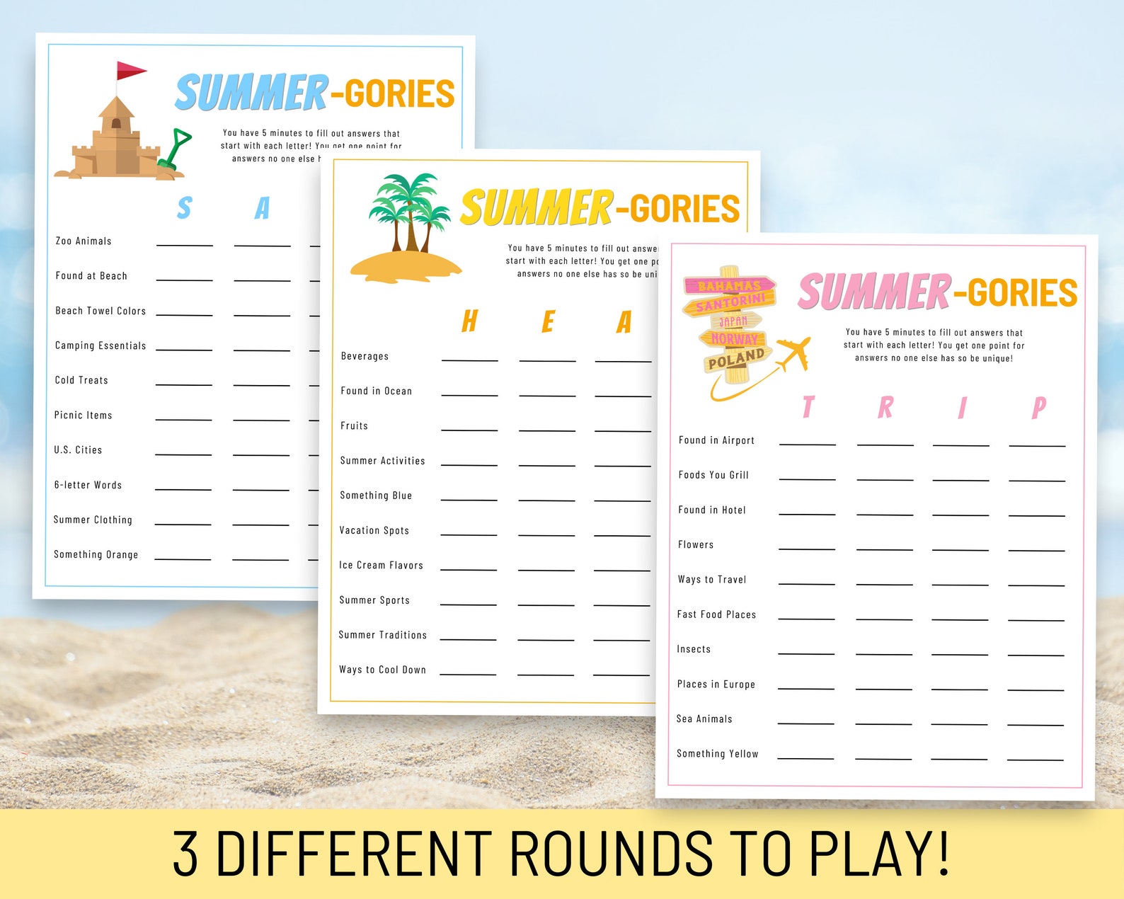 Printable Summer Party Game Summer Games for Kids and Adults - Etsy