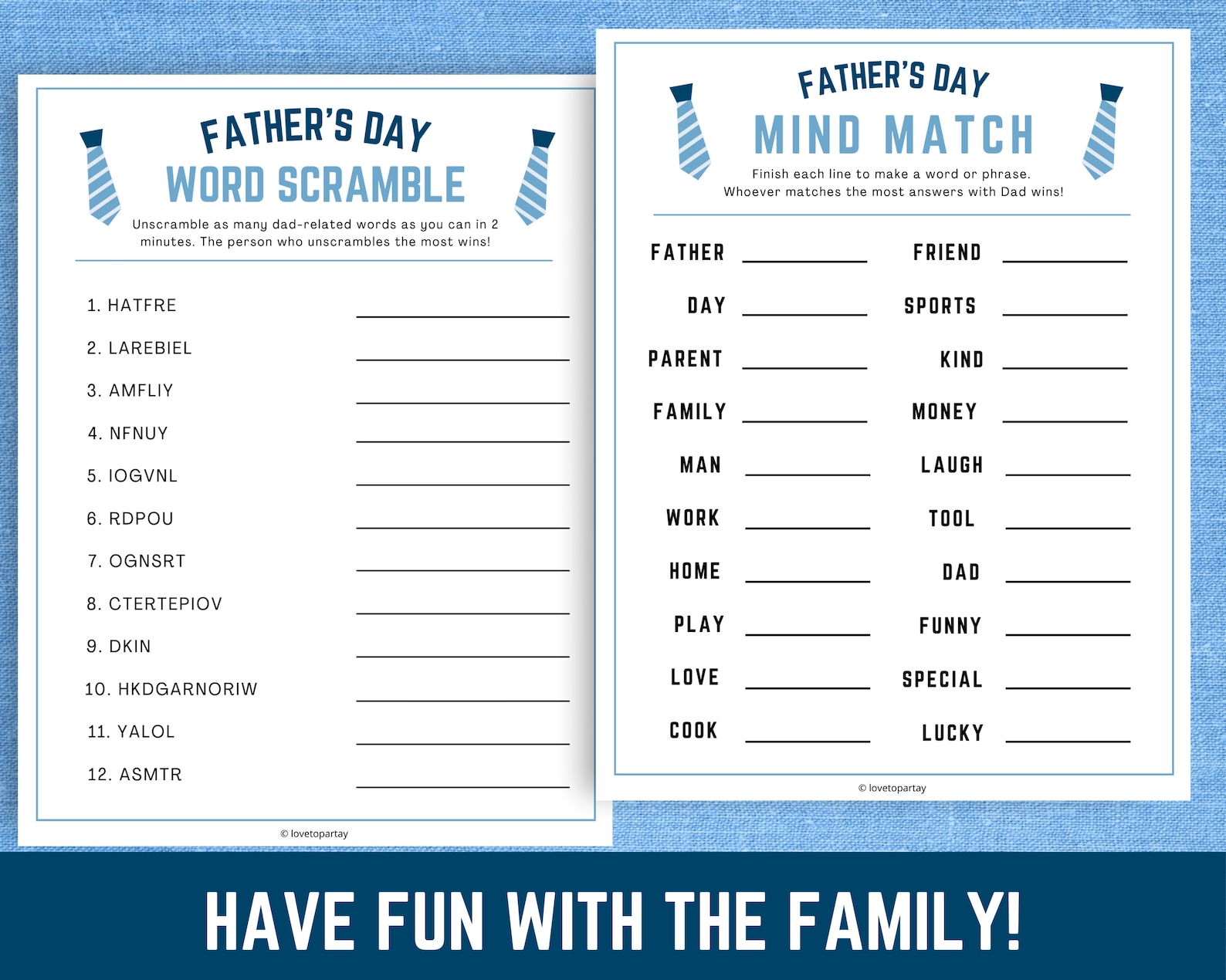 Father's Day Games Father's Day Game Bundle | Etsy