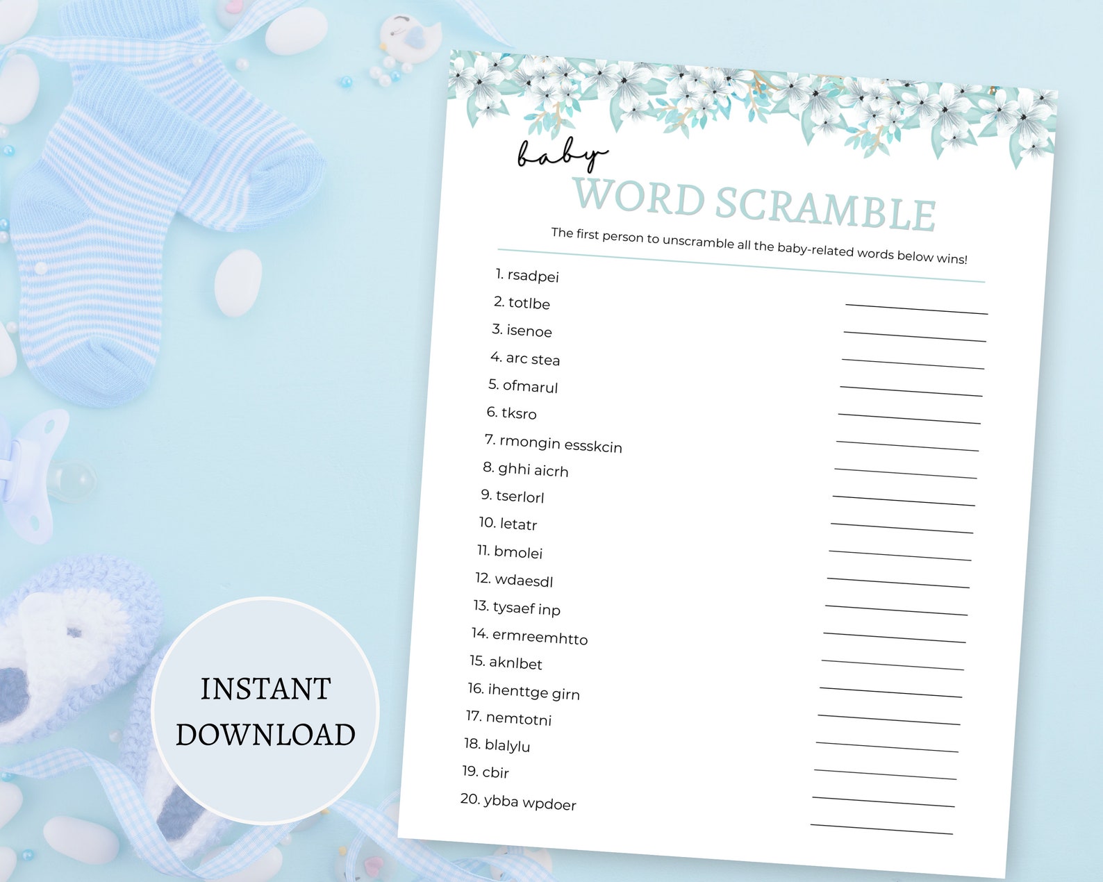 Baby Word Scramble Baby Shower Games Printable Baby Shower - Etsy