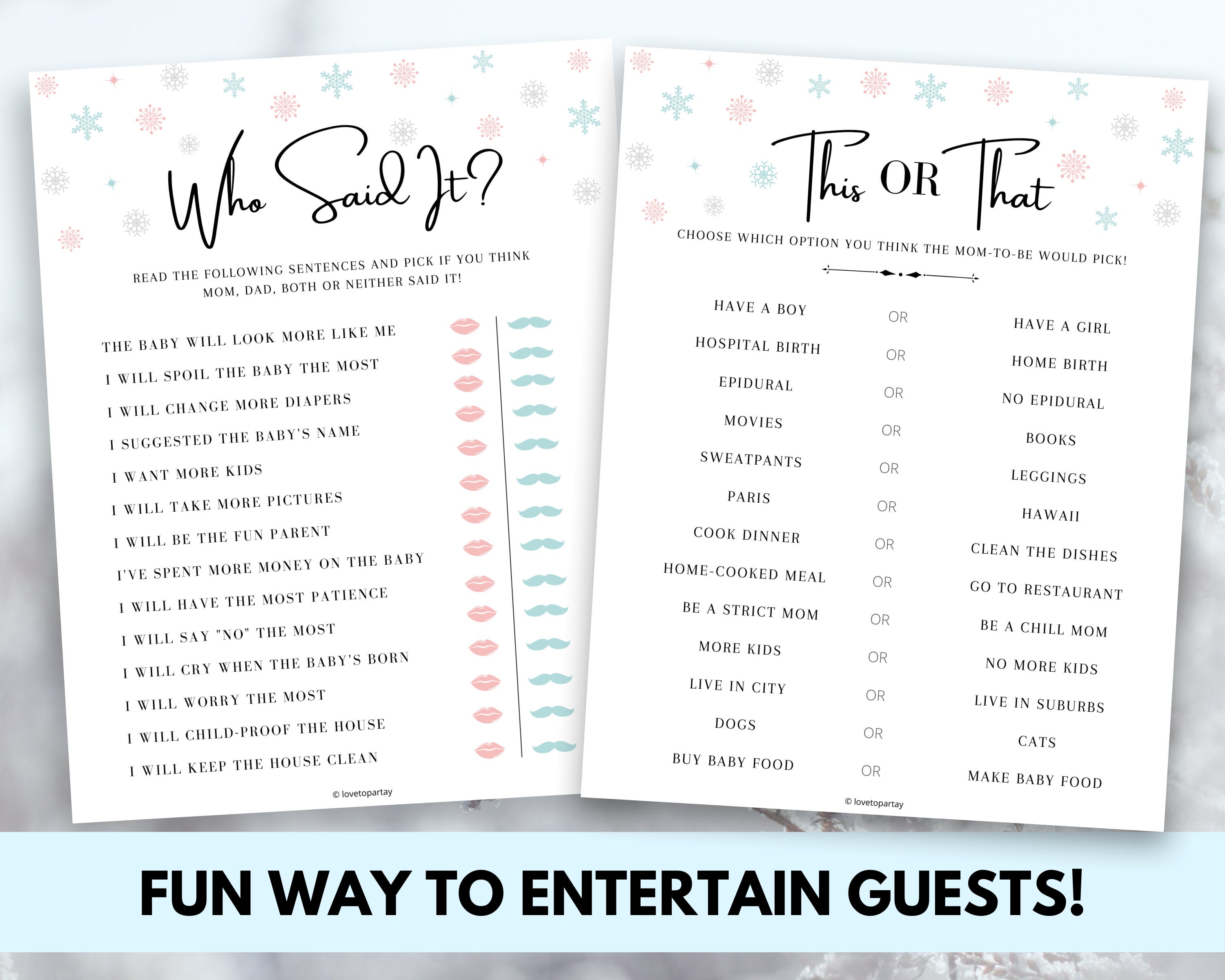 Winter Gender Reveal Games Winter Gender Reveal Bundle - Etsy