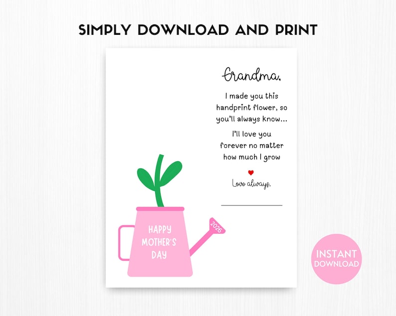 Grandma Mother's Day Handprint Art Craft, Grandma Handprint Craft, 2026 ...