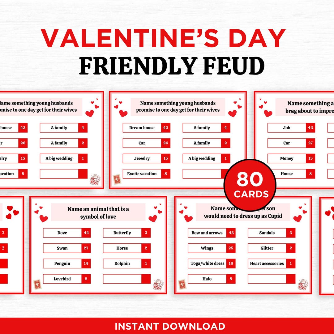 Valentines Day Friendly Feud Game, Valentines Day Party Game, Galentine ...