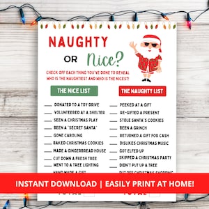 Naughty or Nice Christmas Game, Christmas Game Printable, Office ...