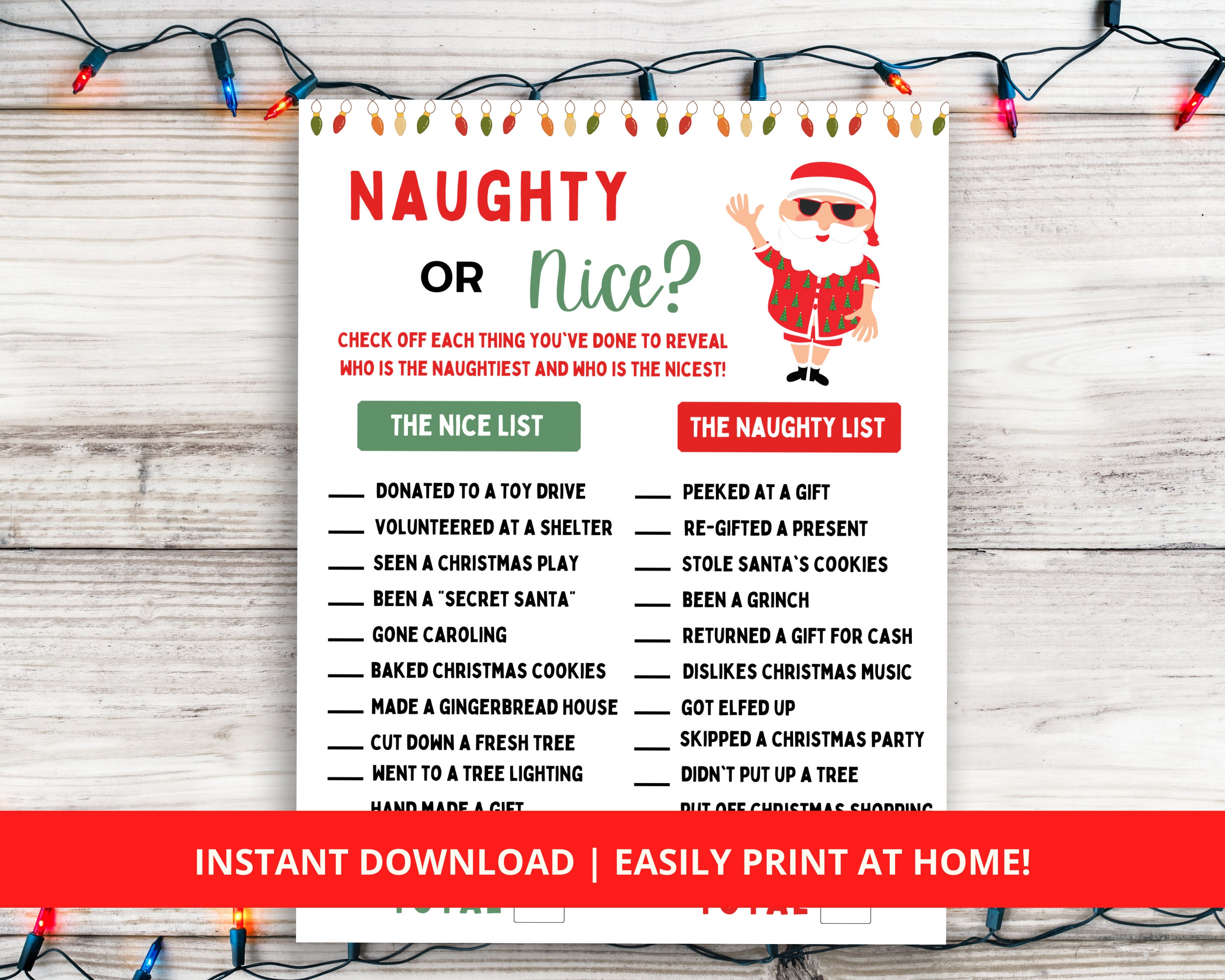 Naughty or Nice Christmas Game Christmas Game Printable | Etsy