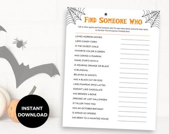 Halloween Find Someone Who Game Icebreaker Human Bingo - Etsy