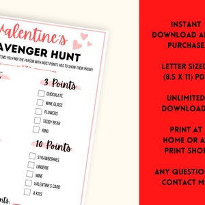 Valentine's Day Scavenger Hunt, Valentine's Scavenger Hunt, Virtual ...