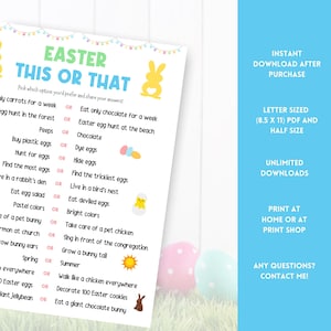 Easter This or That, Easter Game Printable, Fun Easter Game Kids Adults ...