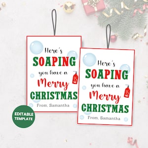 Here's Soaping You Have A Merry Christmas Tag, Editable Christmas Soap ...