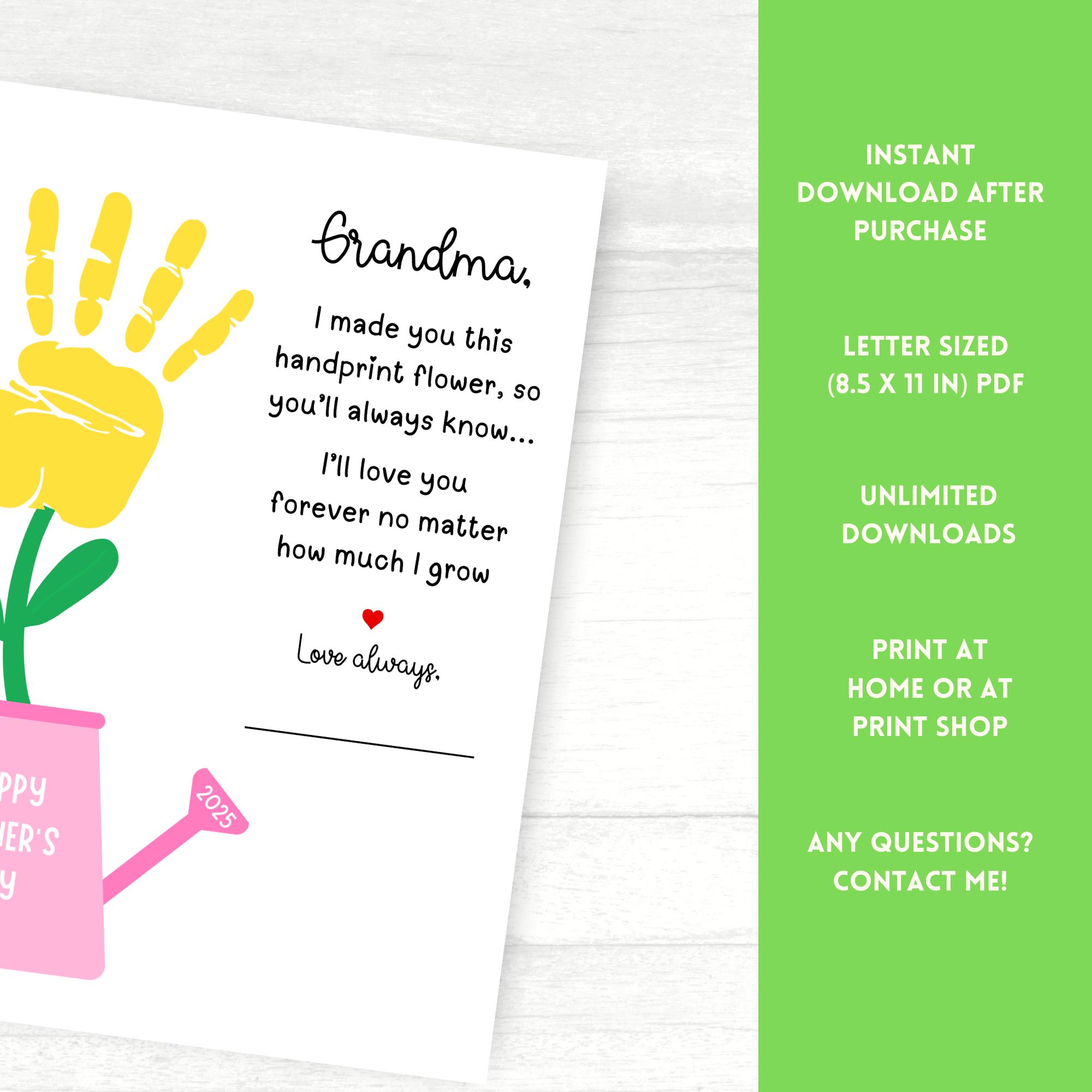 Grandma Mother's Day Handprint Art Craft, Editable Grandma Handprint ...