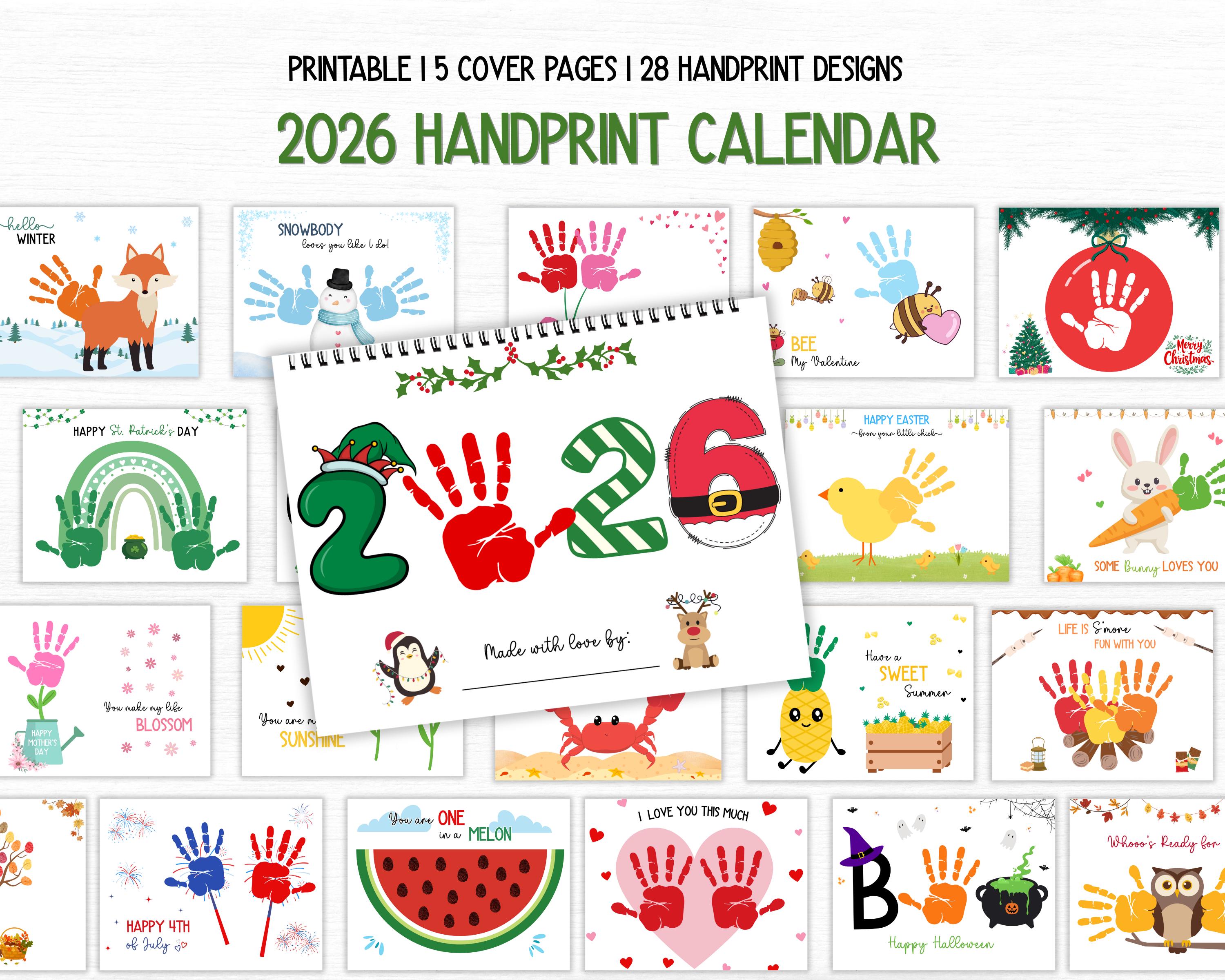 2026 Handprint Calendar Craft, Calendar Keepsake Gift From Kids ...
