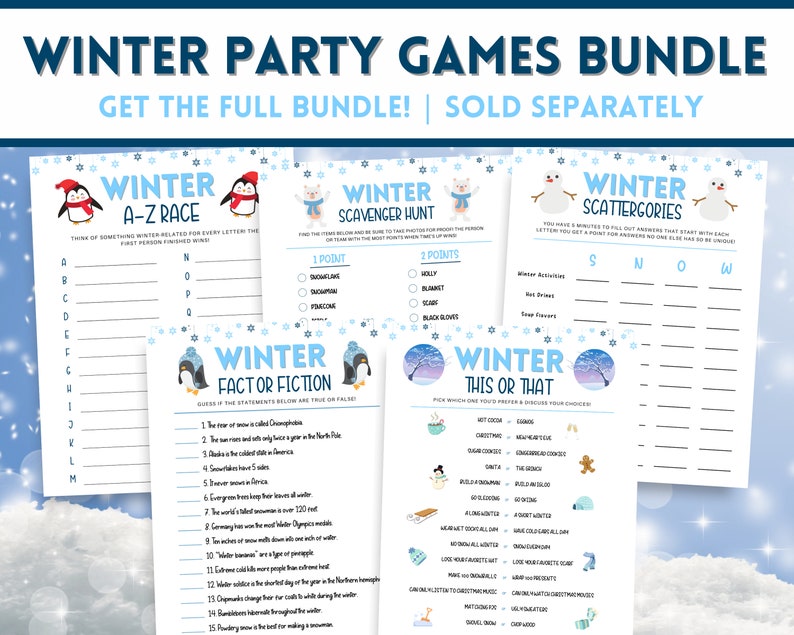 Winter Party Game, Printable Winter Games, Winter This or That, Party ...