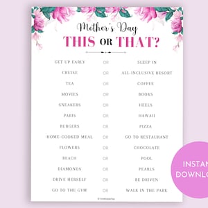 Mother's Day Party Game, Fun Mother's Day Games, Mother's Day Game ...