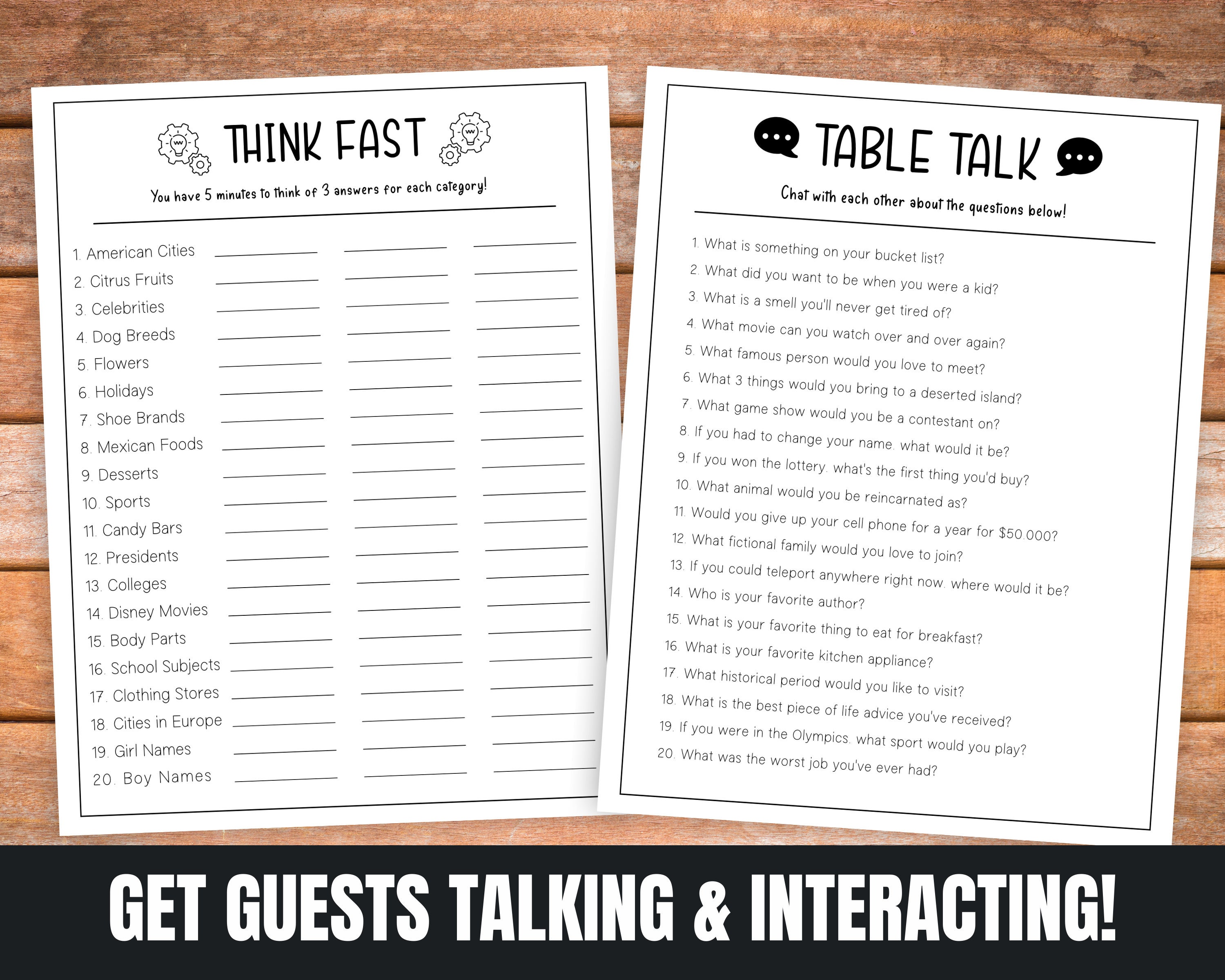Icebreaker Games Icebreaker Questions Printable Adult Party - Etsy