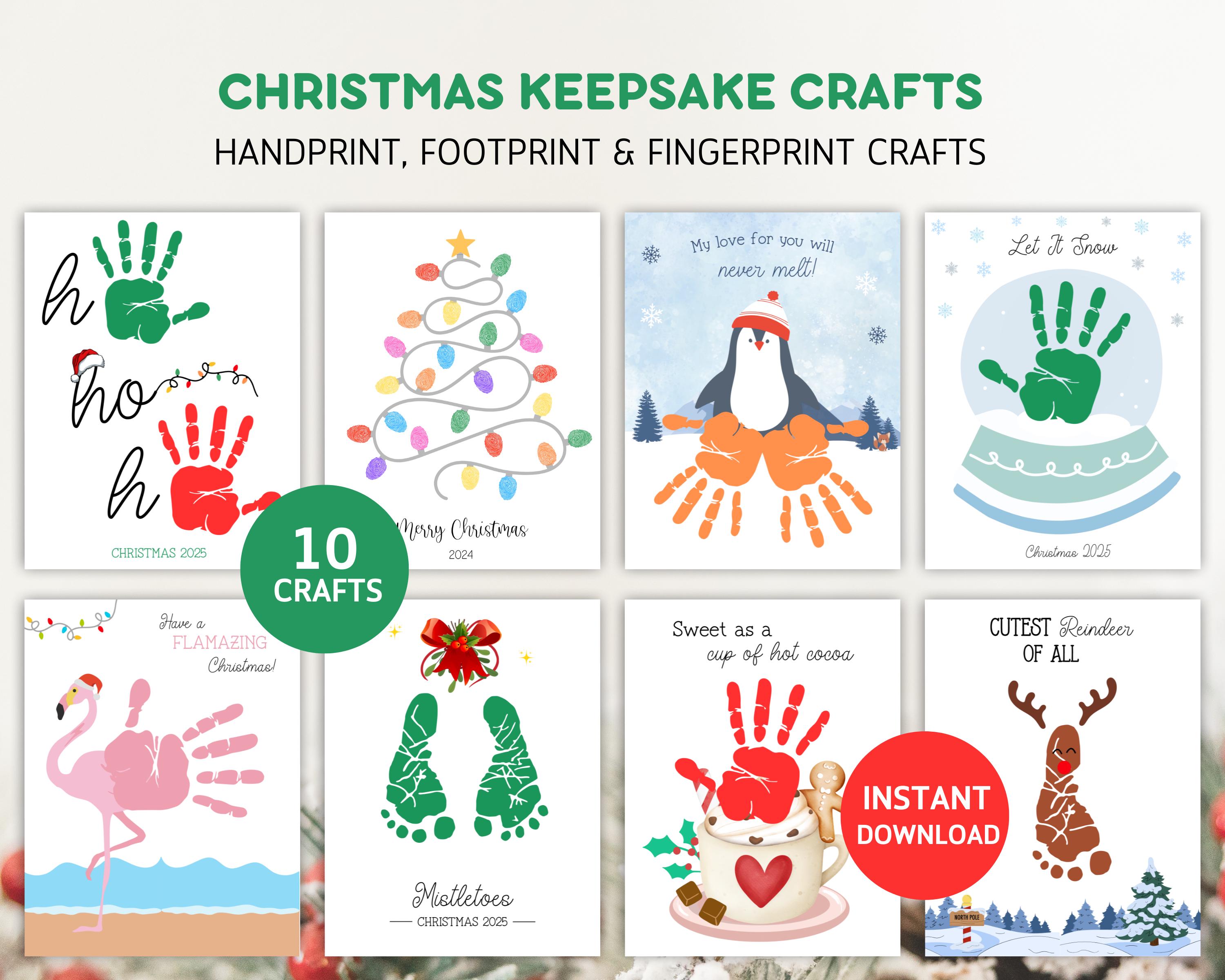 Christmas Handprint Art Bundle, 2024 Christmas Keepsake Crafts, Holiday ...