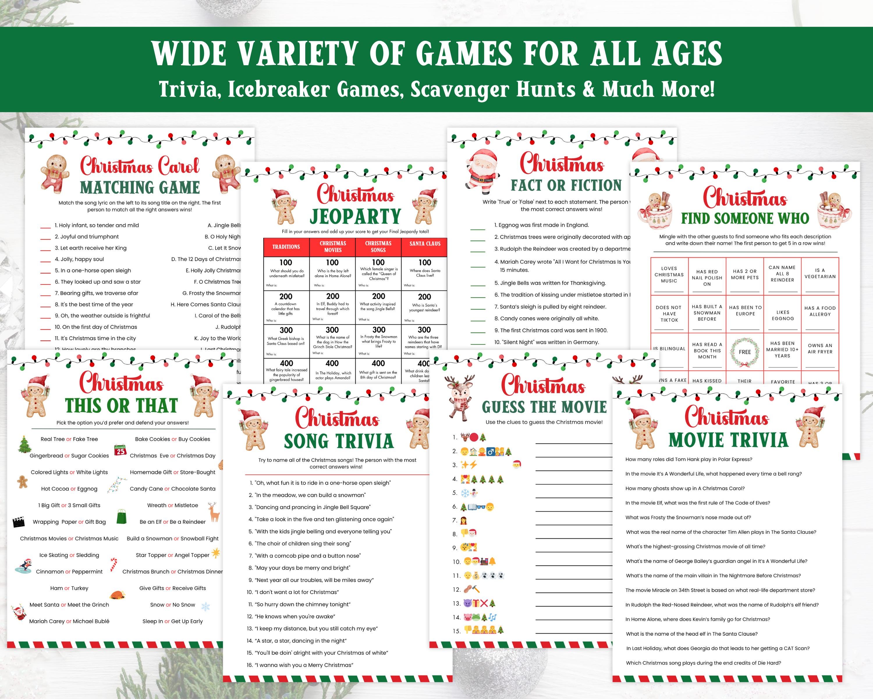 Christmas Party Games Bundle, 60 Christmas Family Games, Christmas ...