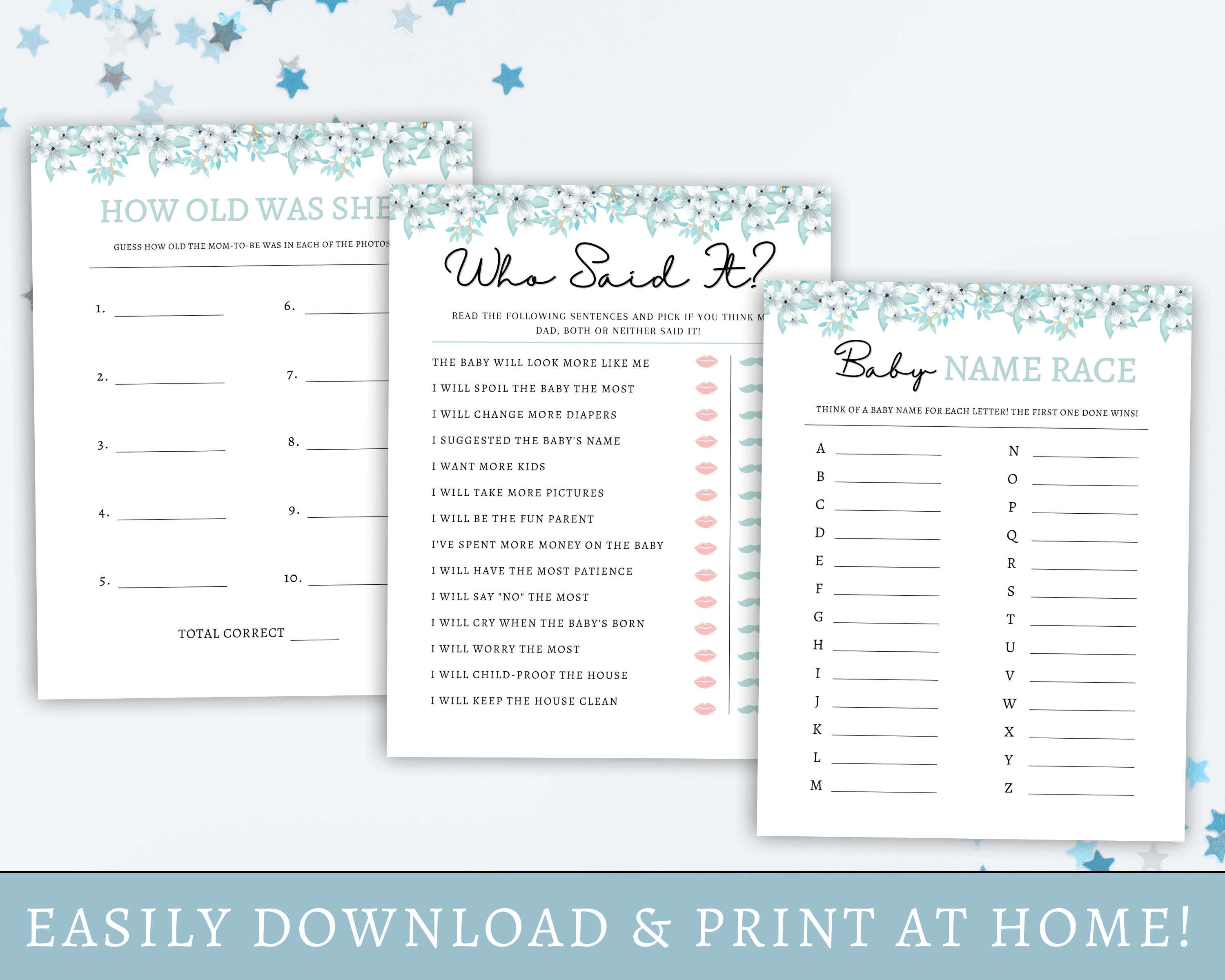 Blue Baby Shower Games Boy Baby Shower Games Bundle Baby - Etsy