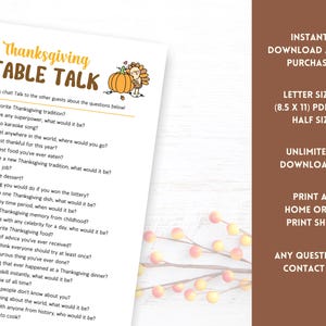 Thanksgiving Table Talk, Thanksgiving Game, Conversation Starters ...
