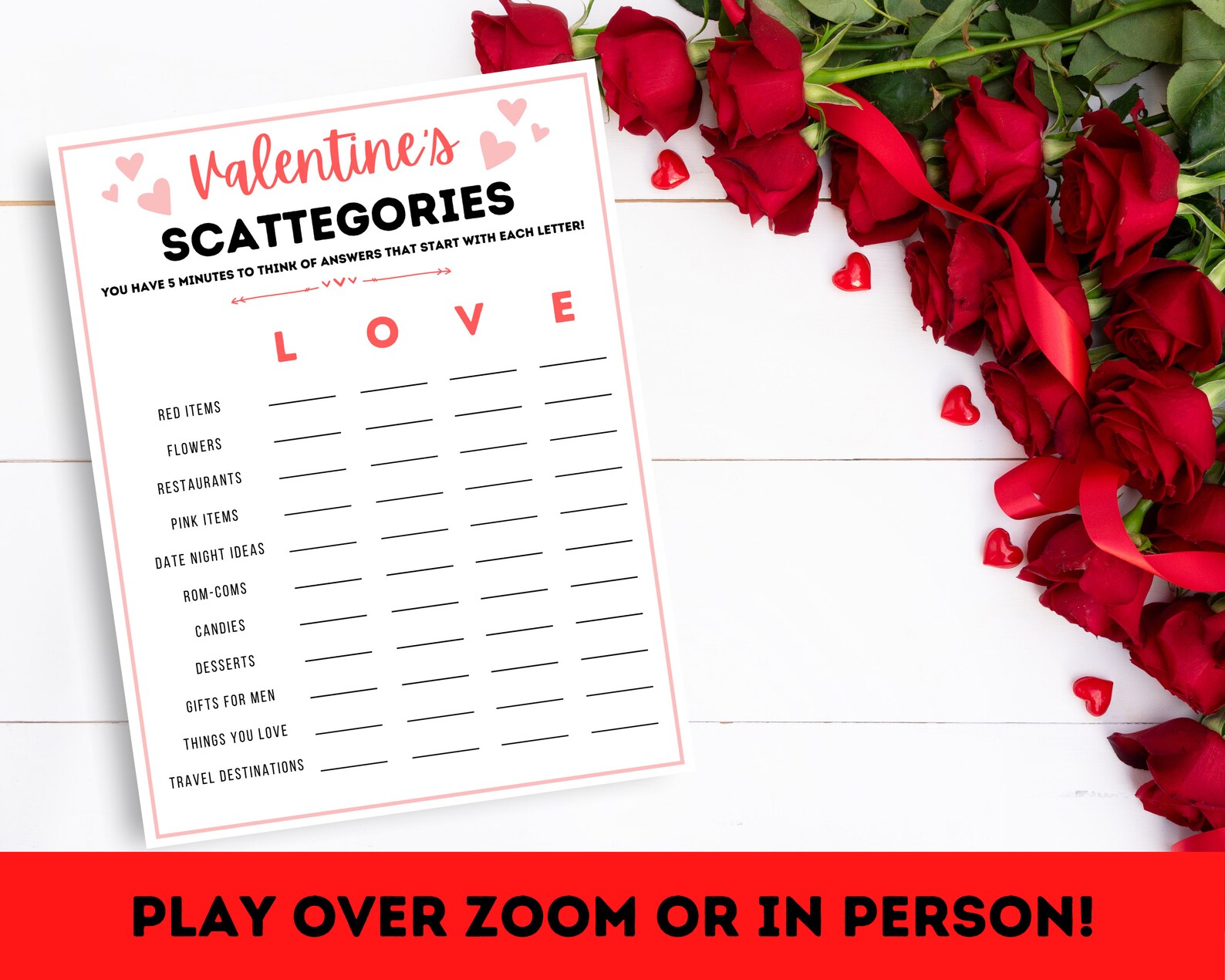 Valentine's Day Scattegories, Printable Valentine's Game, Virtual ...