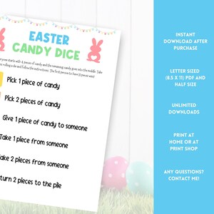 Easter Candy Dice, Easter Game for Kids Printable, Fun Easter Game ...