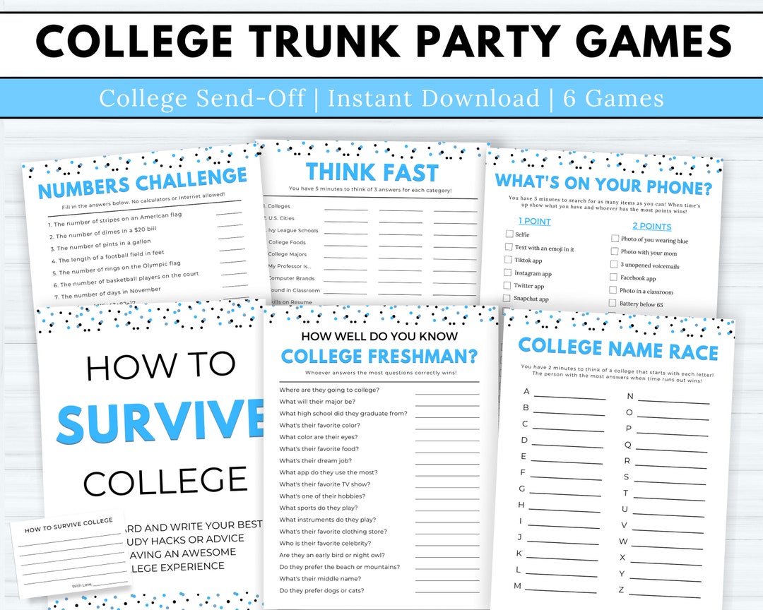 College Trunk Party Games, College Going Away Party Games, College Send ...