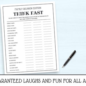 Family Reunion Icebreaker, Family Reunion Game, Printable Family ...