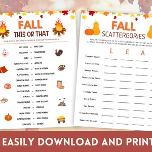 Fall Games Bundle, Printable Autumn Game Bundle, Fall Activities for ...