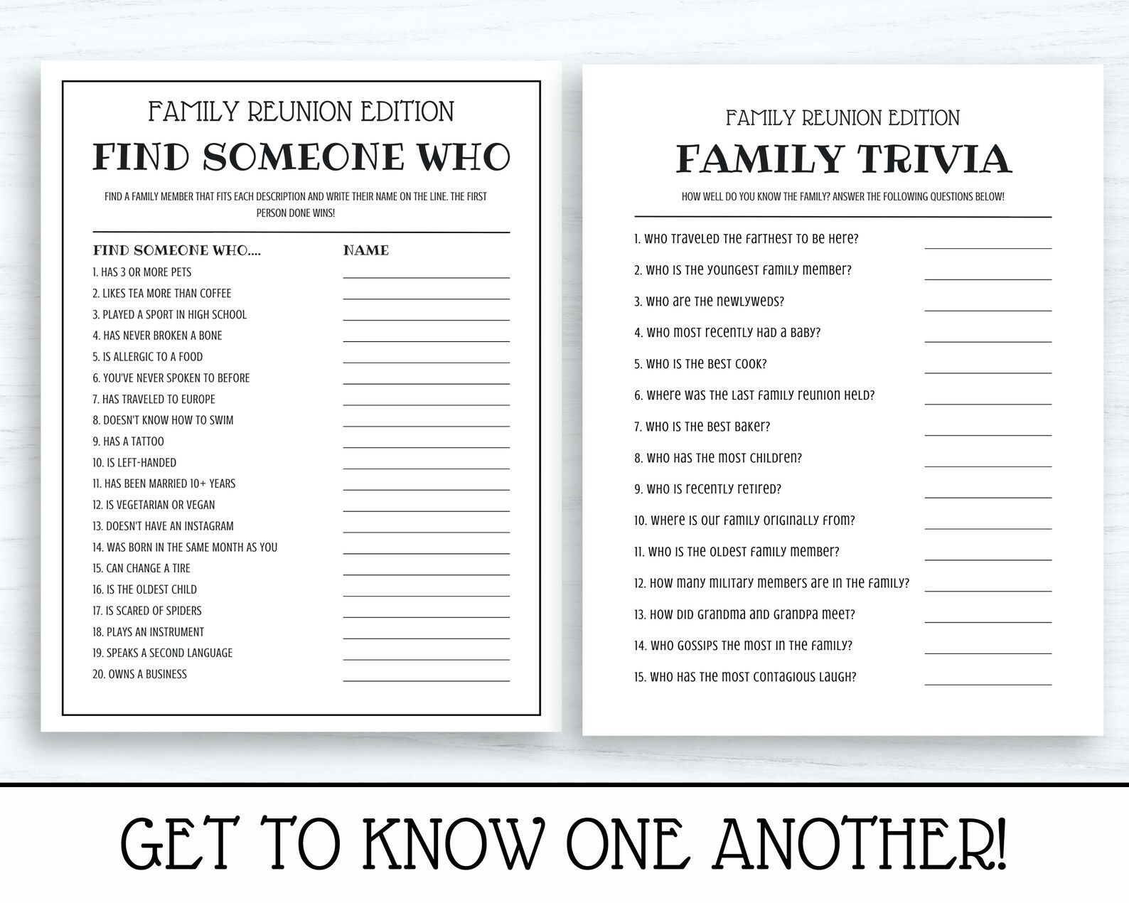 Family Reunion Games Bundle, Family Reunion Activities, Family ...
