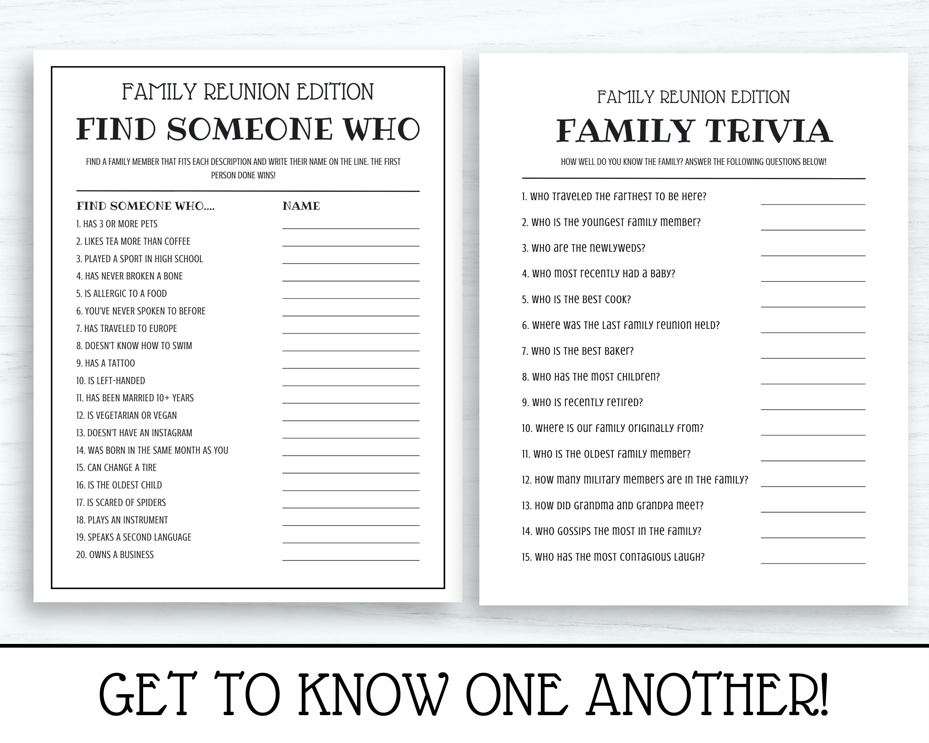 Family Reunion Games Bundle Family Reunion Activities Family - Etsy