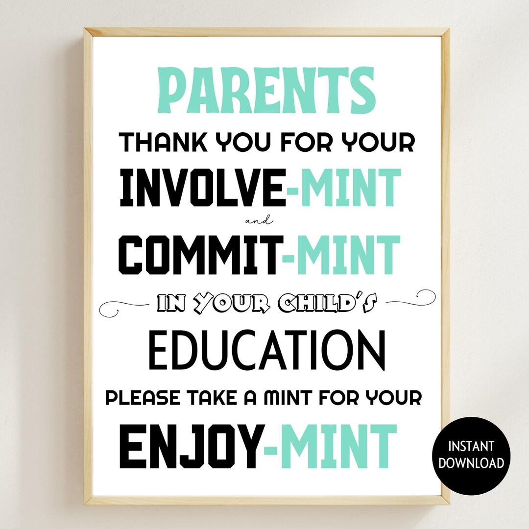 Back to School Night Mint Sign, School Parent Treat Sign, Parent ...