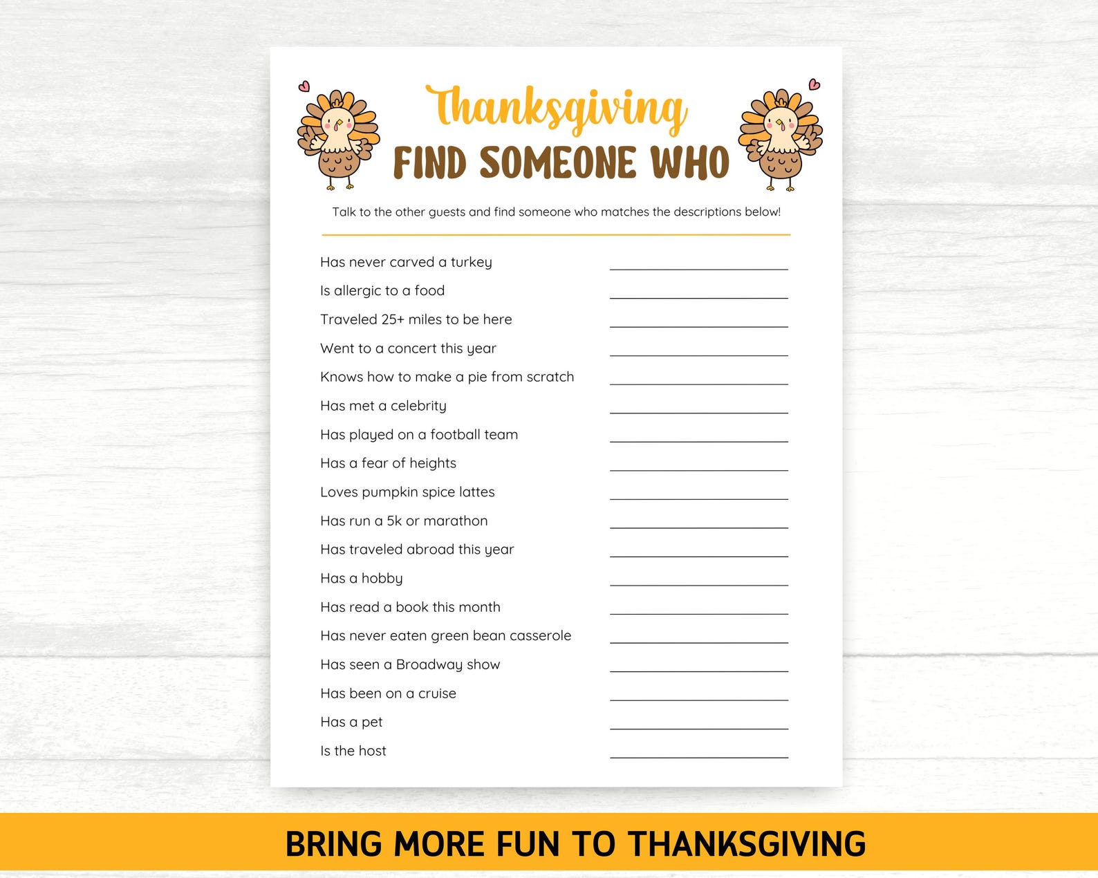 Thanksgiving Find Someone Who, Thanksgiving Game Printable, Family ...