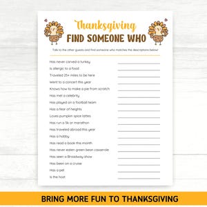 Thanksgiving Find Someone Who, Thanksgiving Game Printable, Family ...