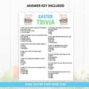 Easter Trivia Game, Easter Trivia, Easter Quiz for Teens, Adults, and ...