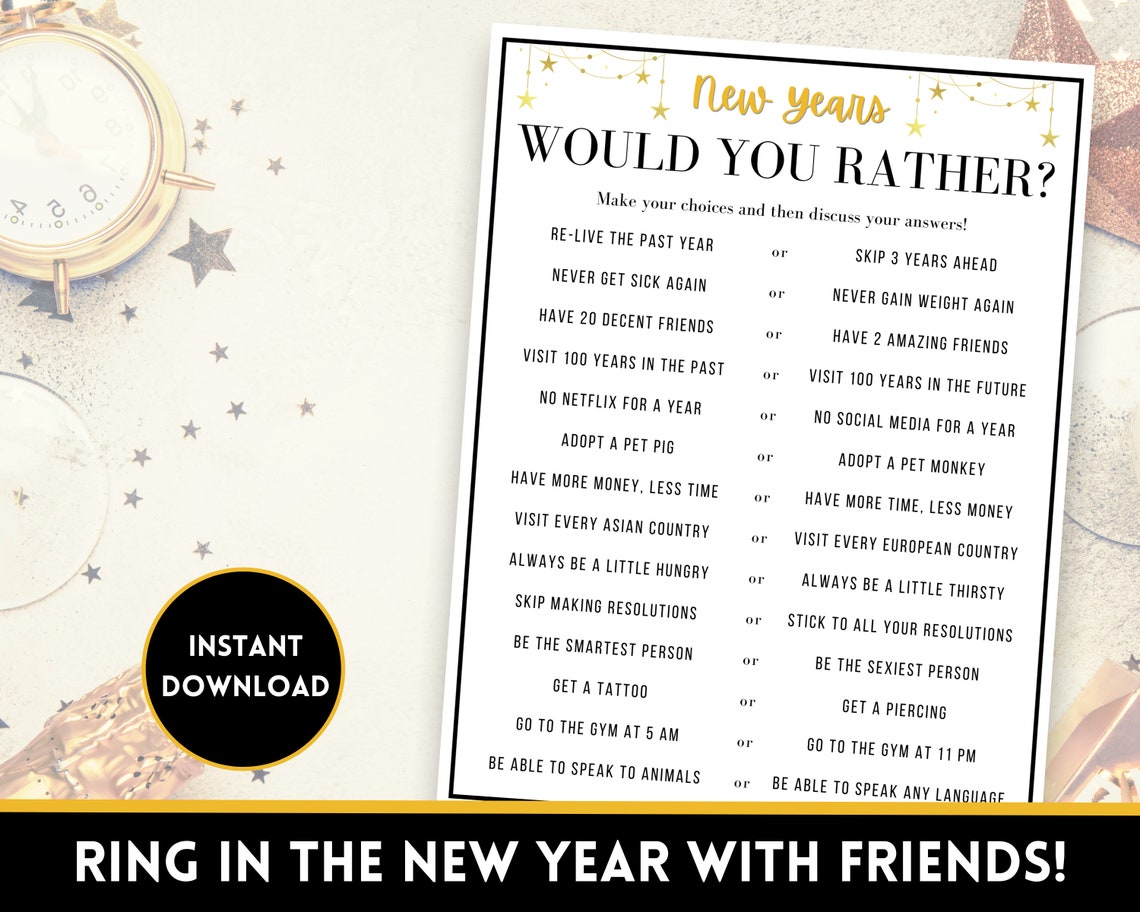 New Years Would You Rather New Year's Party Game New - Etsy