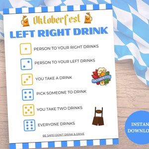 Oktoberfest Drinking Game, Oktoberfest Party Game, Left Right Drink ...