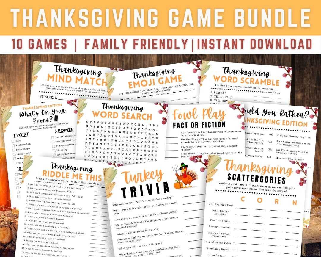 Thanksgiving Games for Family, Thanksgiving Activities, Family ...